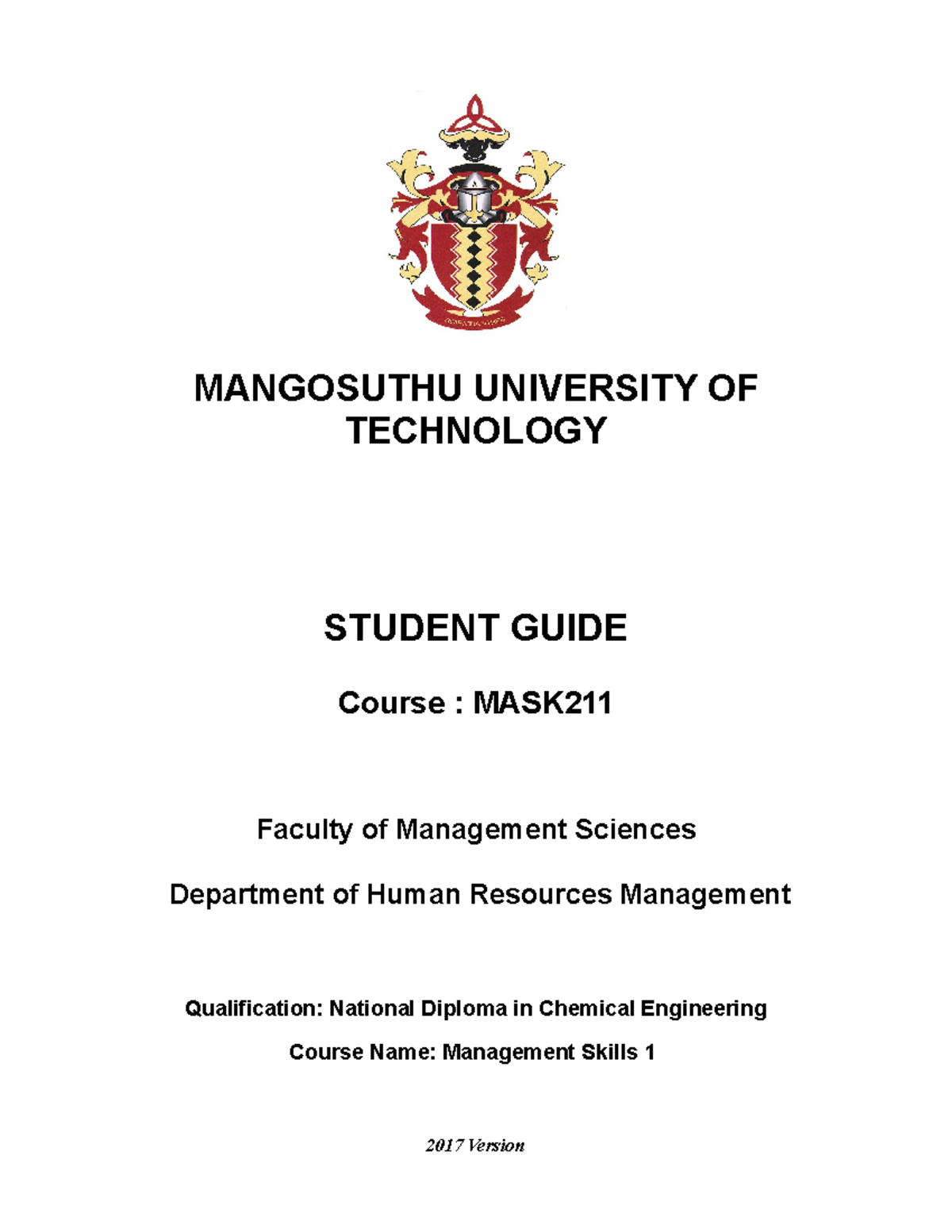 MUT Student Guide -Hlengiwe Mhlongo - MANGOSUTHU UNIVERSITY OF ...
