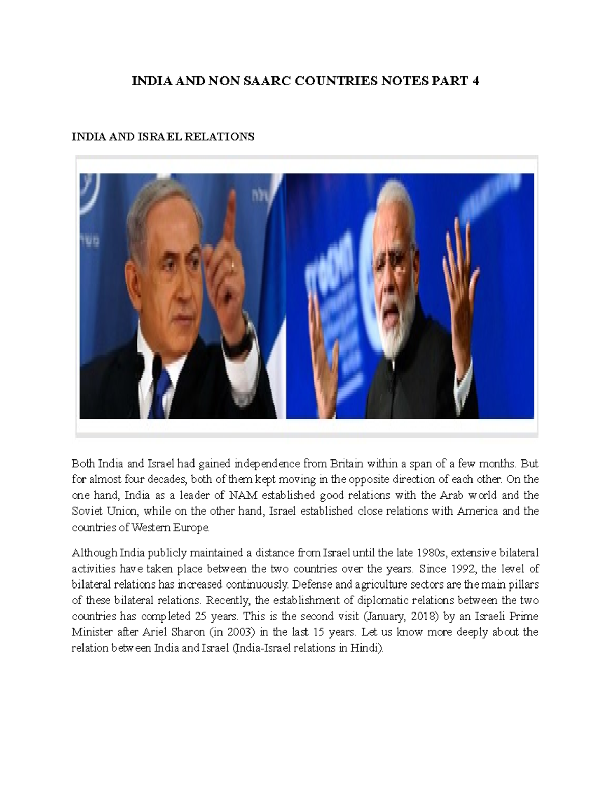 India AND NON-SAARC Countries Notes PART 4 - INDIA AND NON SAARC ...