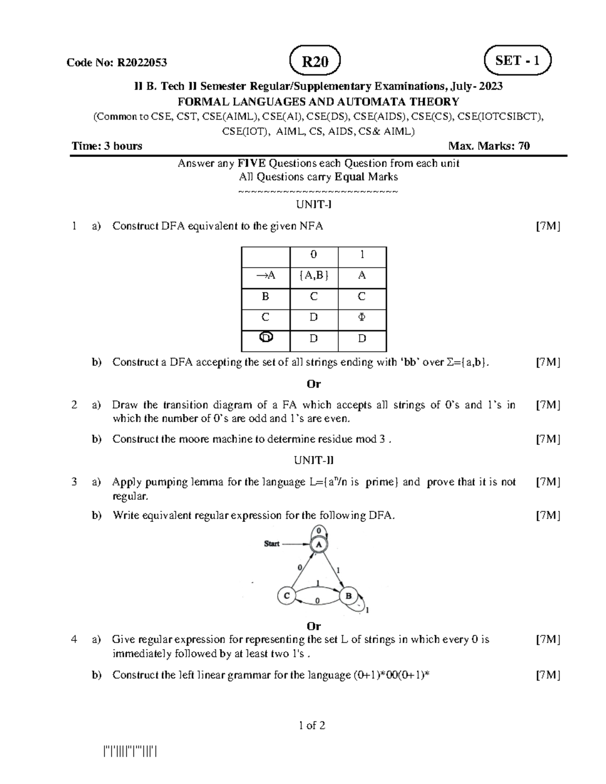 FLAT previous question papers - |''|'||||''|'''|||'| II B. Tech II Semester Regular ...