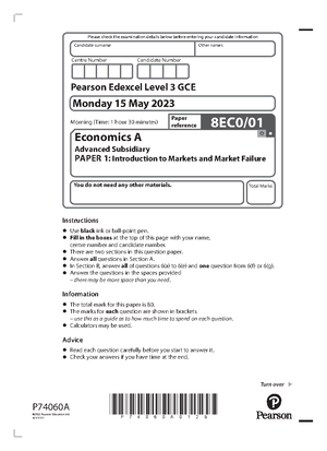 Economics - A1 - AS Level - Sixth Form (A Levels) - Studocu