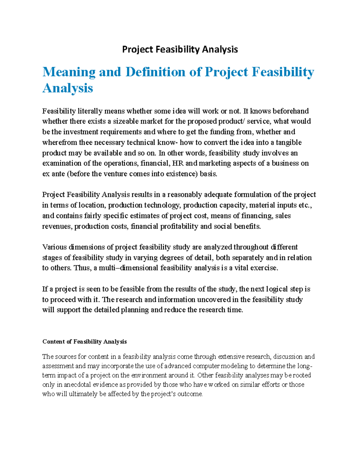 Project Feasibility Analysis - Project Feasibility Analysis Meaning and ...