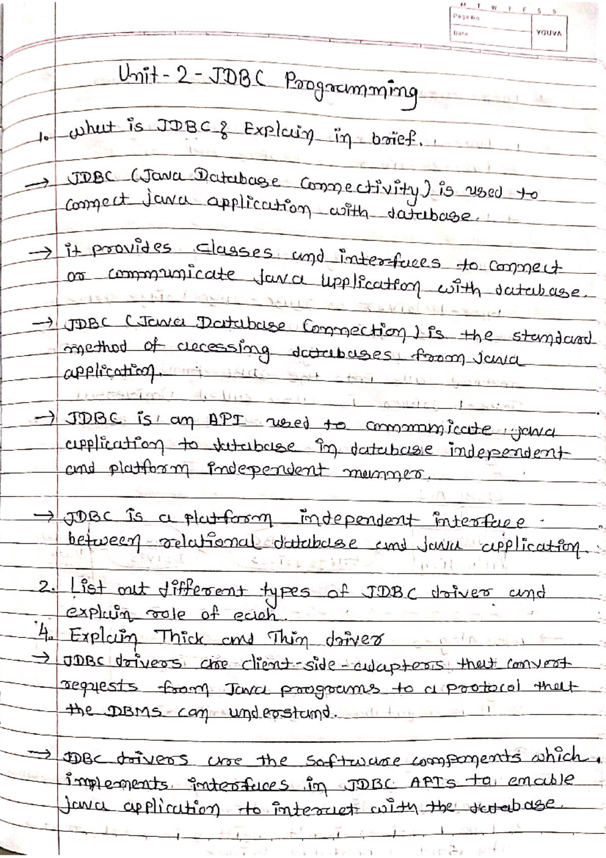 AJP Chapter 2&4 handwritten - T W 1 F Pagema Date YOUVA Programming to ...