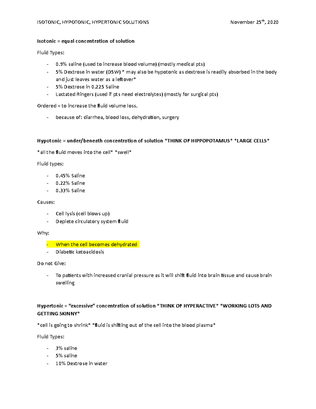 Isotonic, Hypotonic, Hypertonic solution notes - ISOTONIC, HYPOTONIC ...