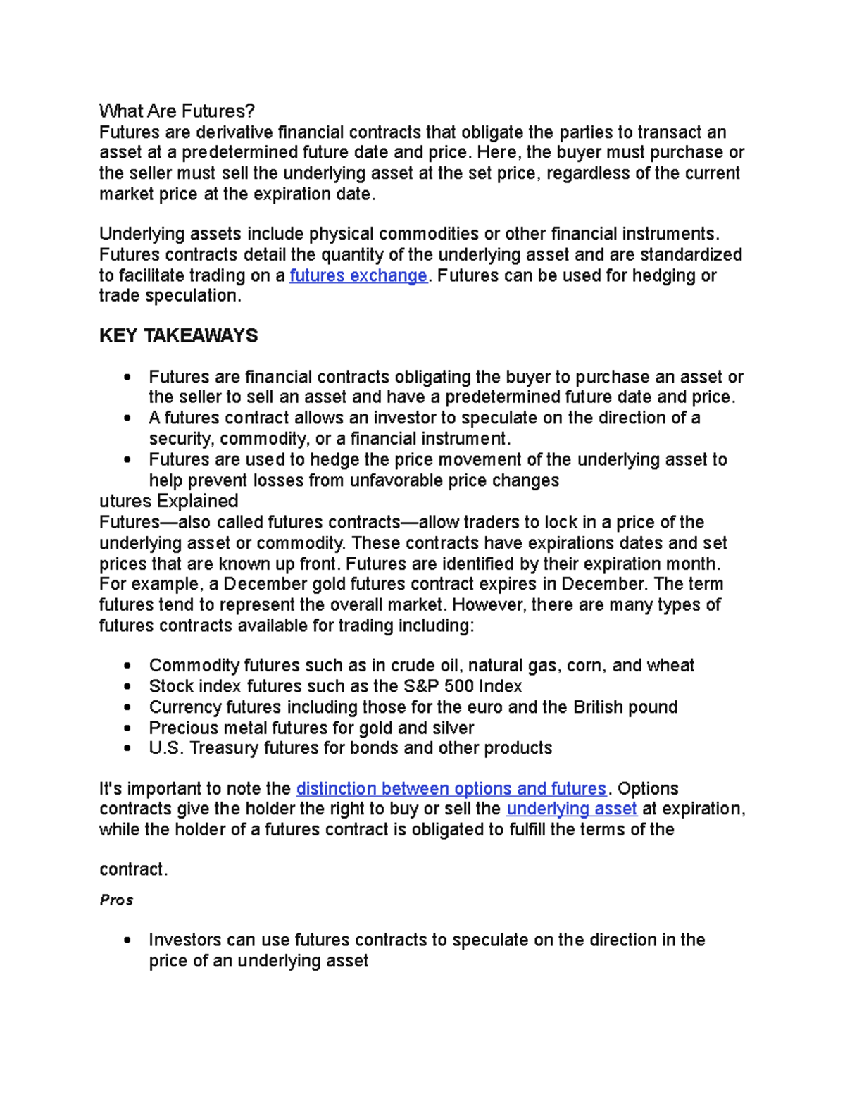 What Are Futures - Lecture Notes - What Are Futures? Futures are ...