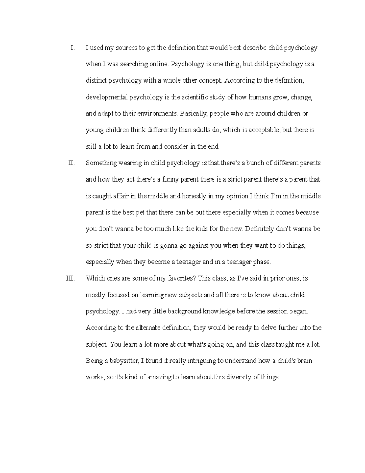 324978 psychology - worksheet for child psych - I. I used my sources to ...