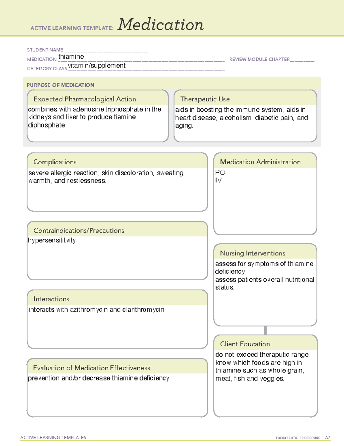 ALT thyamine - ALT - ACTIVE LEARNING TEMPLATES TherapeuTic procedure A ...