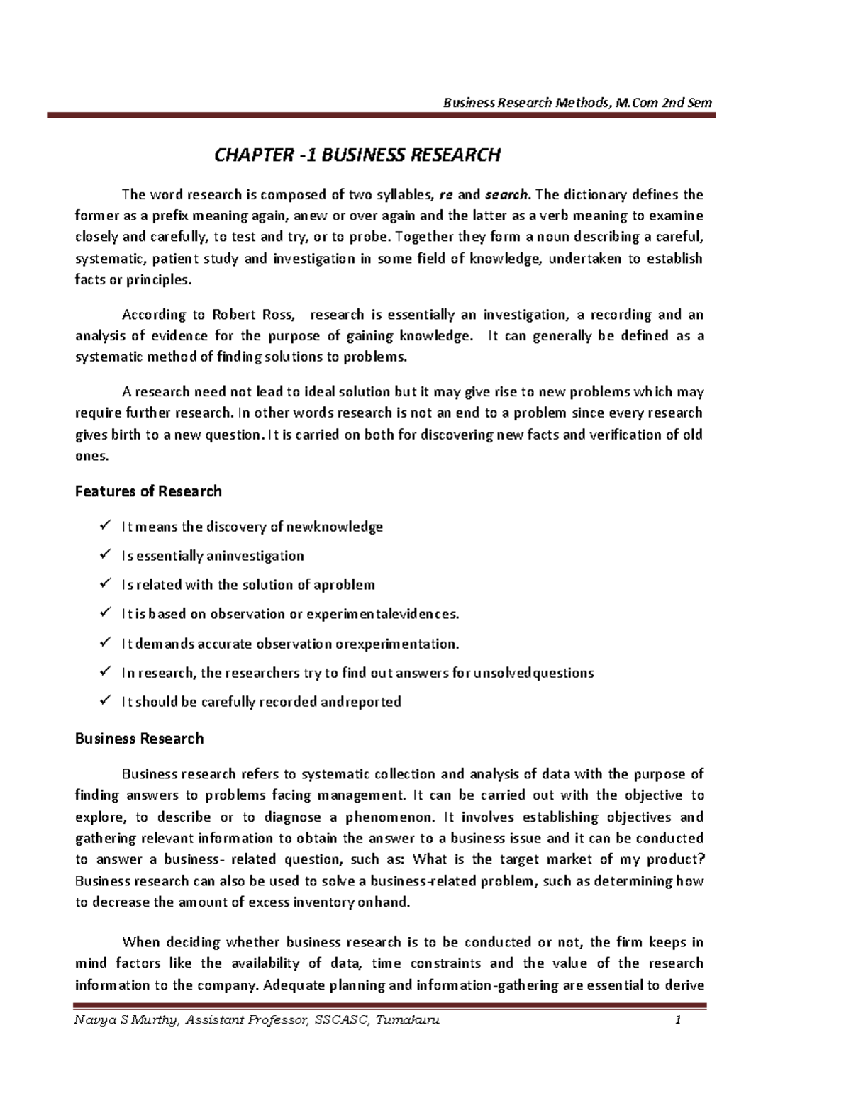 Business-Research-Methods - CHAPTER -1 BUSINESS RESEARCH The word ...