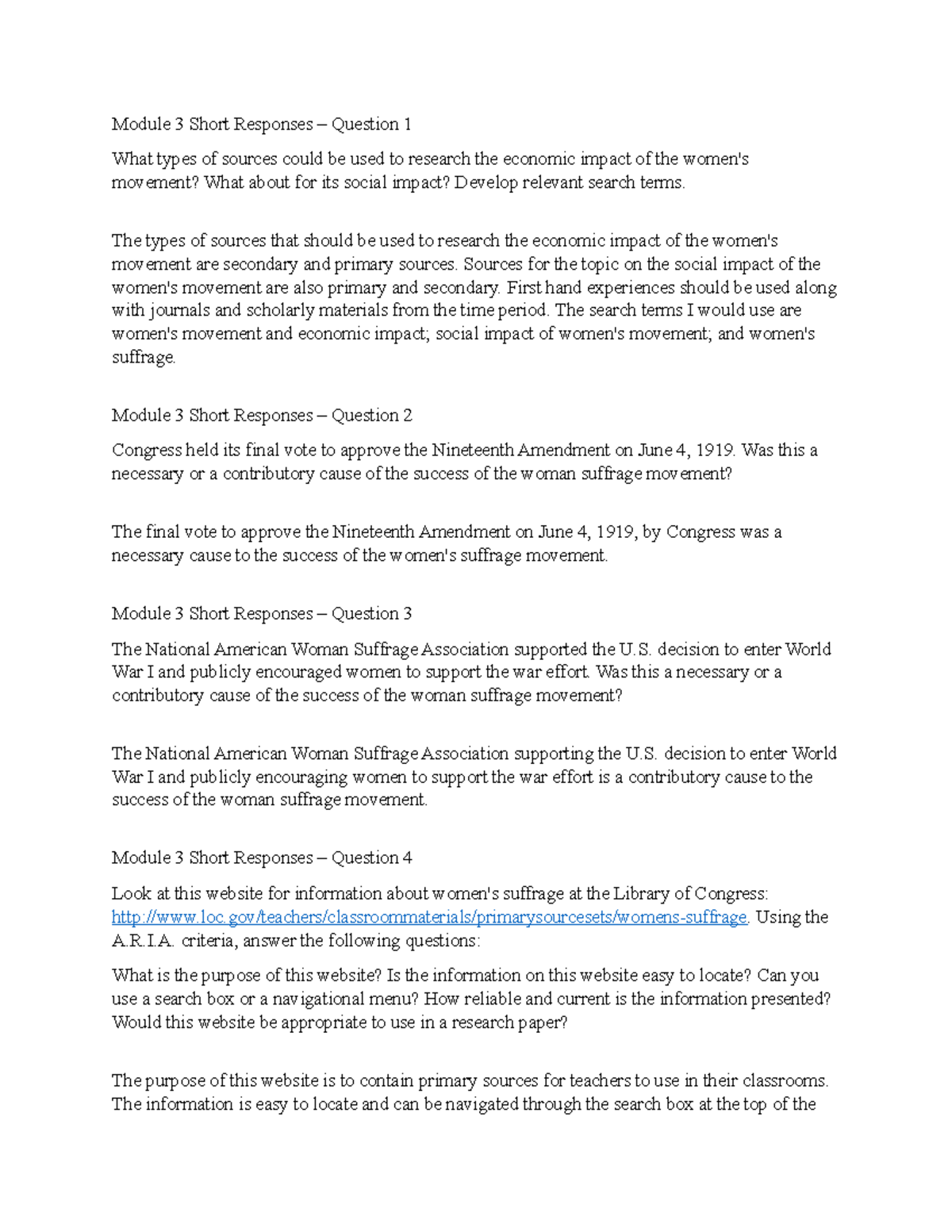 3.1 HIS200 - Module Three - Module 3 Short Responses – Question 1 What ...