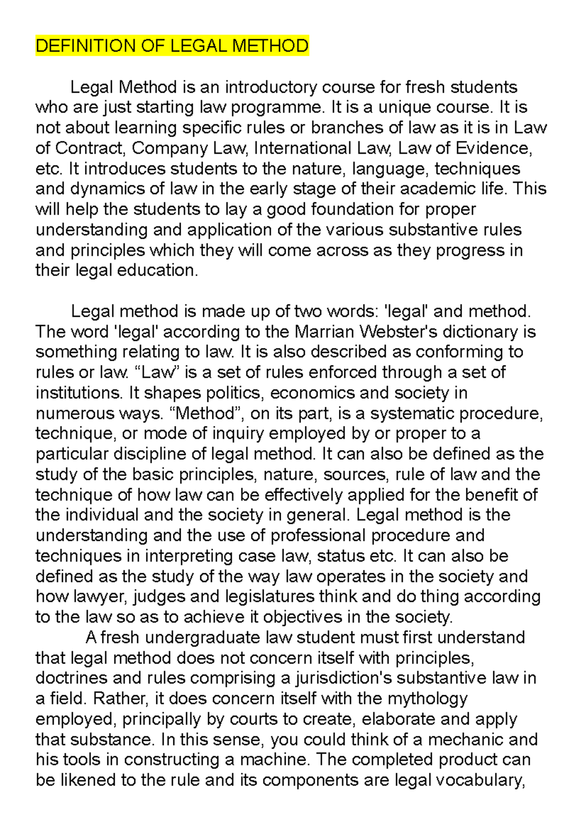 1.2 Methods of legal study - Introduction to law - Studocu