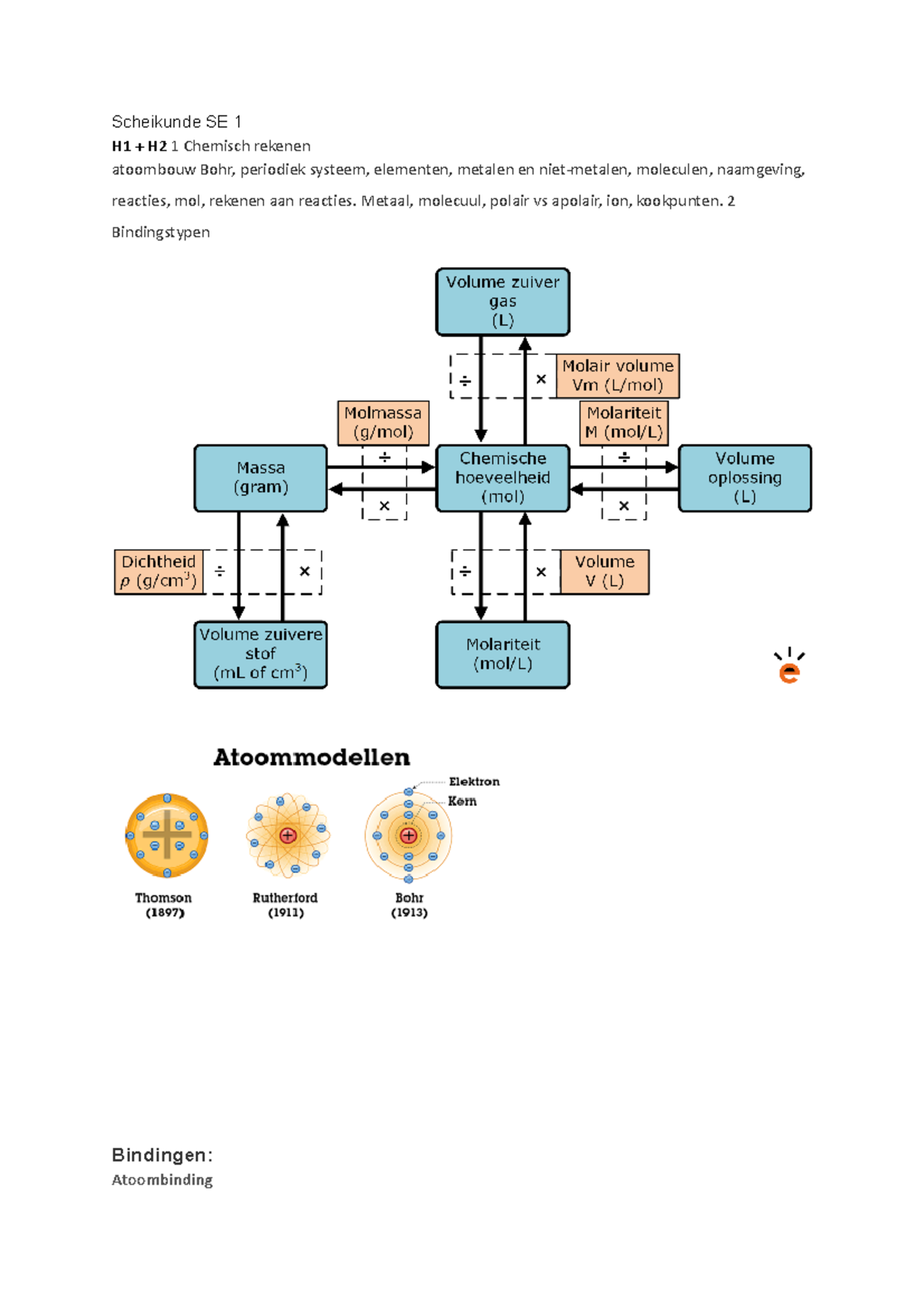Scheikunde vwo1 H1 tm H6 - Scheikunde SE 1 H1 + H2 1 Chemisch rekenen ...