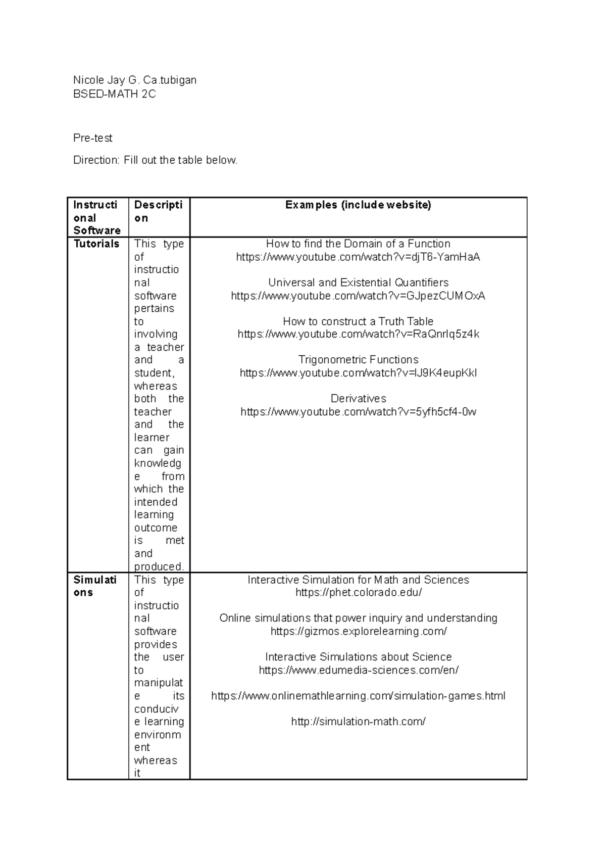 Catubigan Module 4Answers - Nicole Jay G. Ca BSED-MATH 2C Pre-test ...
