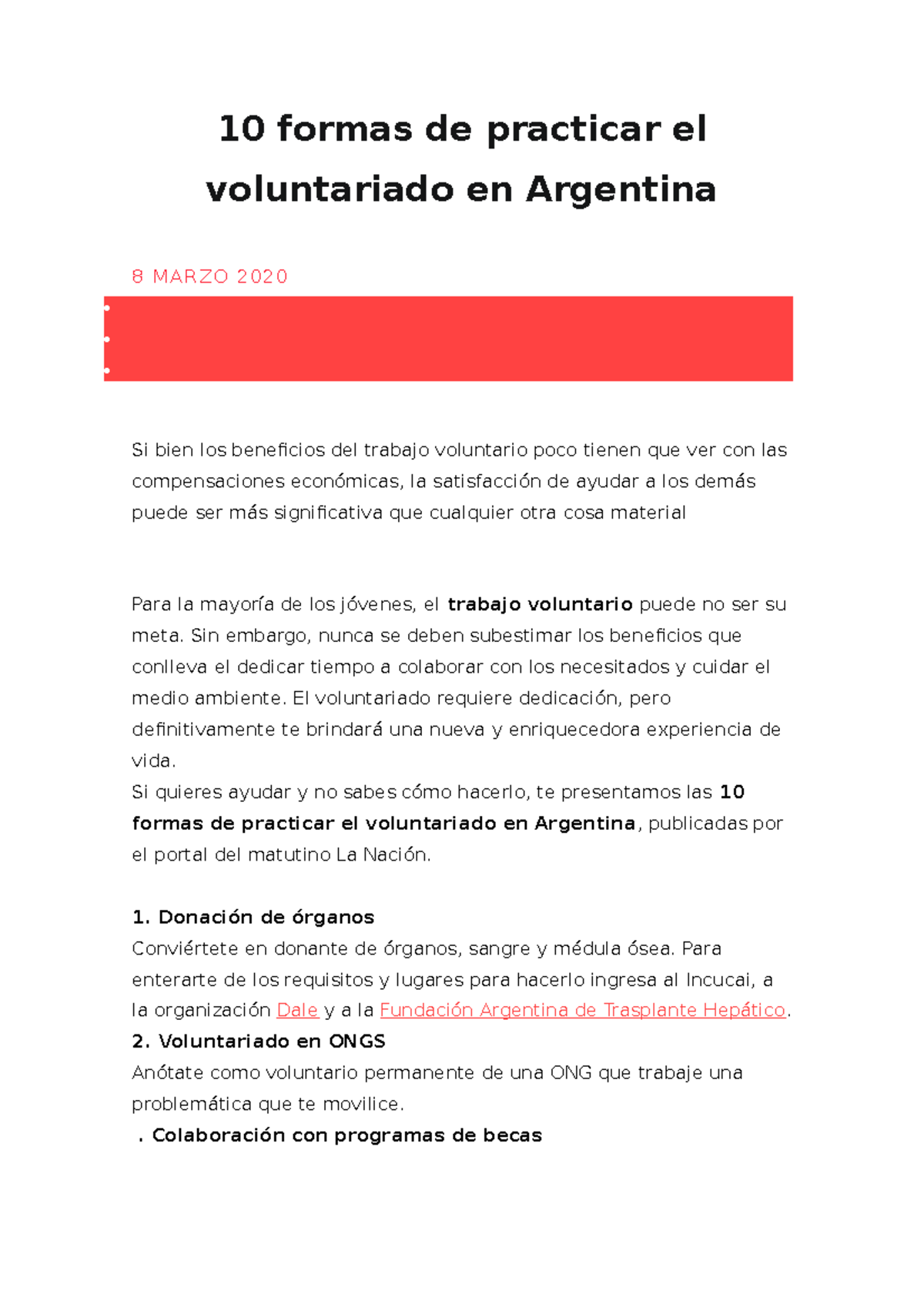 10 formas de practicar el voluntariado en Argentina - Sin embargo ...