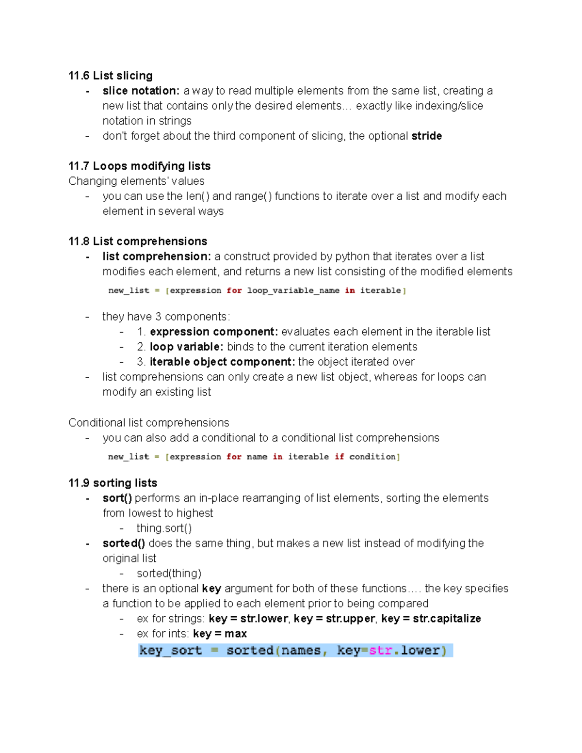 Cs105notes 17 - Lecture notes 8 - 11 List slicing - slice notation: a ...