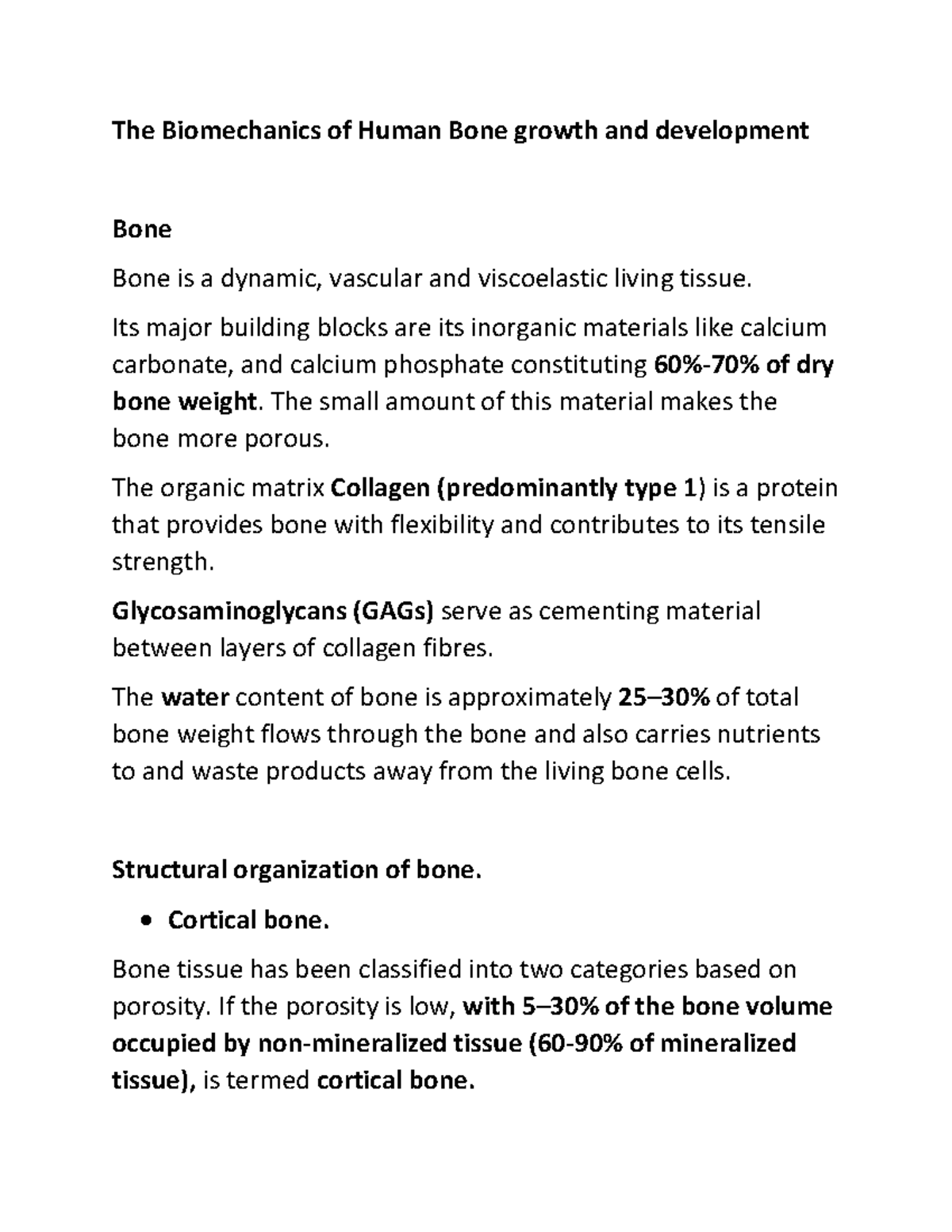 Biomechanics notes - Useful for you - The Biomechanics of Human Bone ...