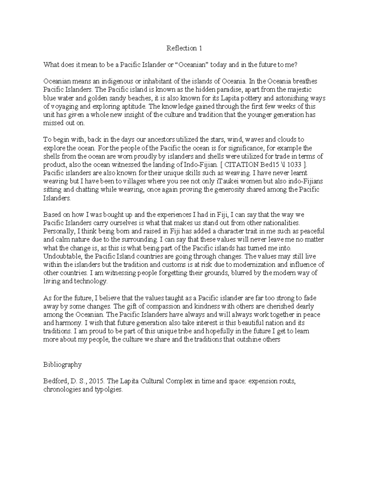 Reflection 1 - PACIFIC WORLDS - Reflection 1 What does it mean to be a ...