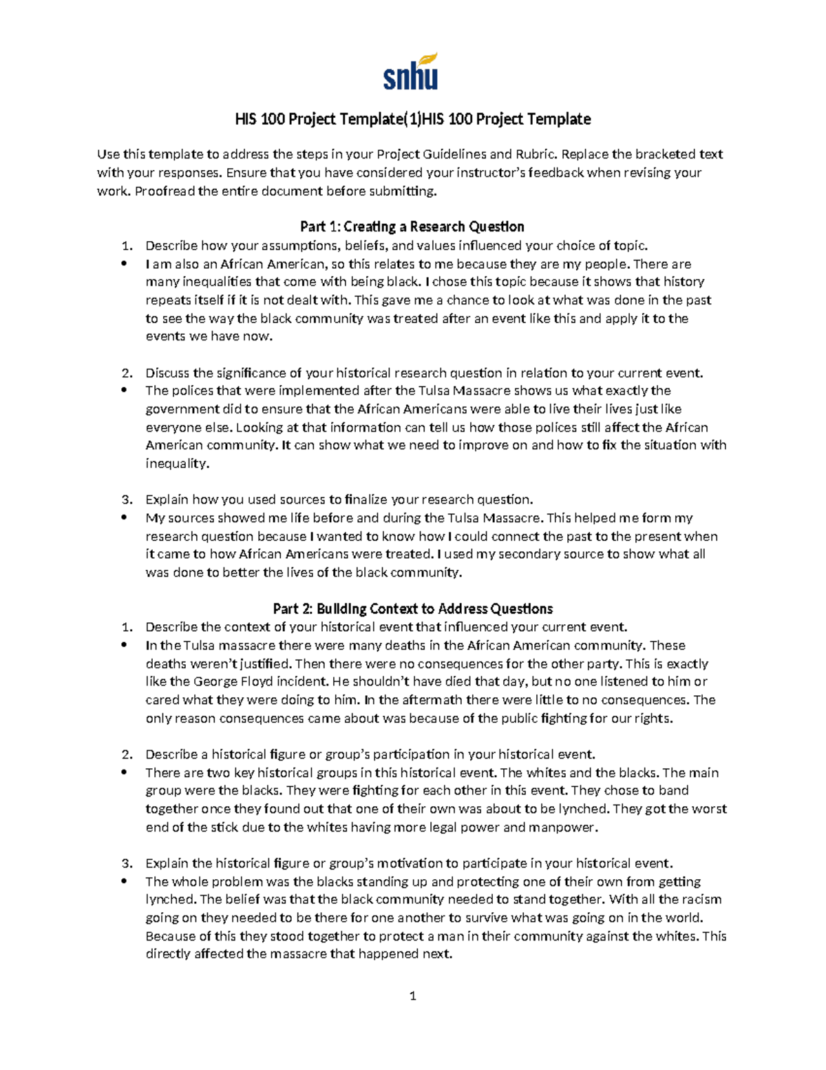 HIS 100 Project - HIS 100 Project Template(1)HIS 100 Project Template ...