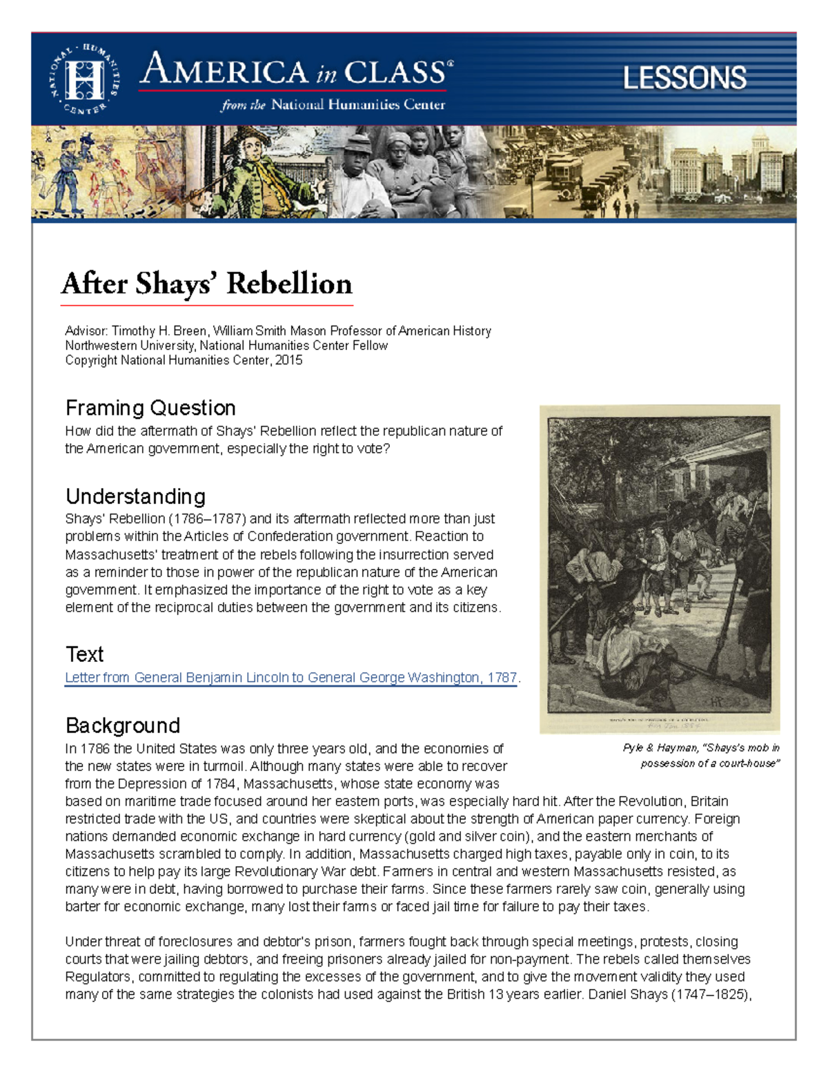 Shays Rebellion-Student Version - Advisor: Timothy H. Breen, William ...