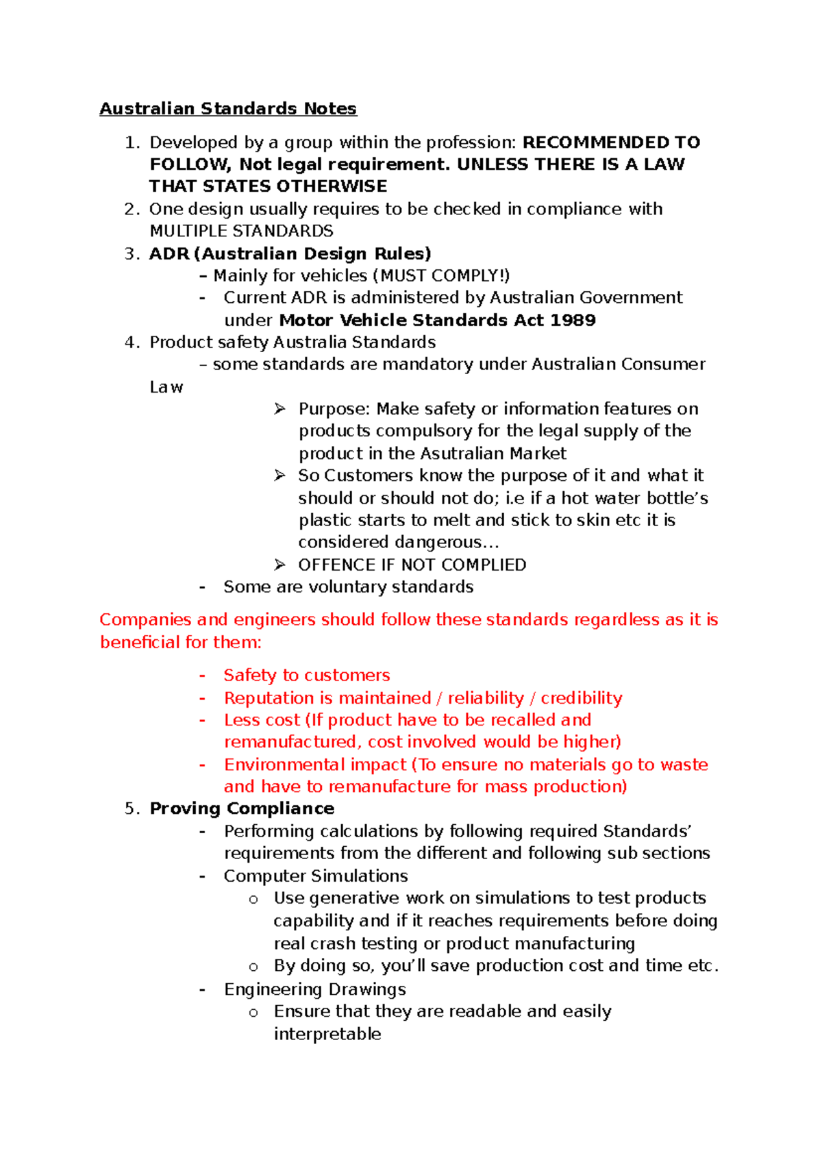 Australian Standards Notes - Developed by a group within the profession ...