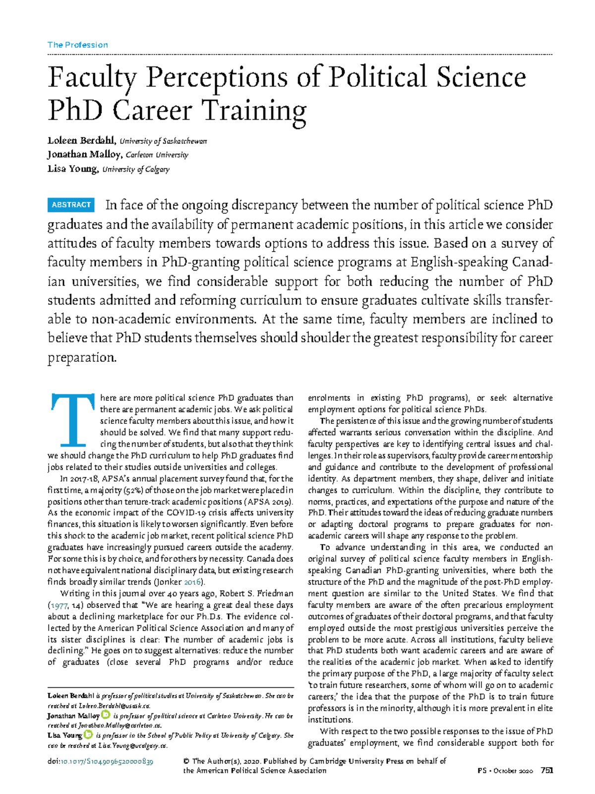 Faculty Perceptions of Political Science - The Profession - Studocu