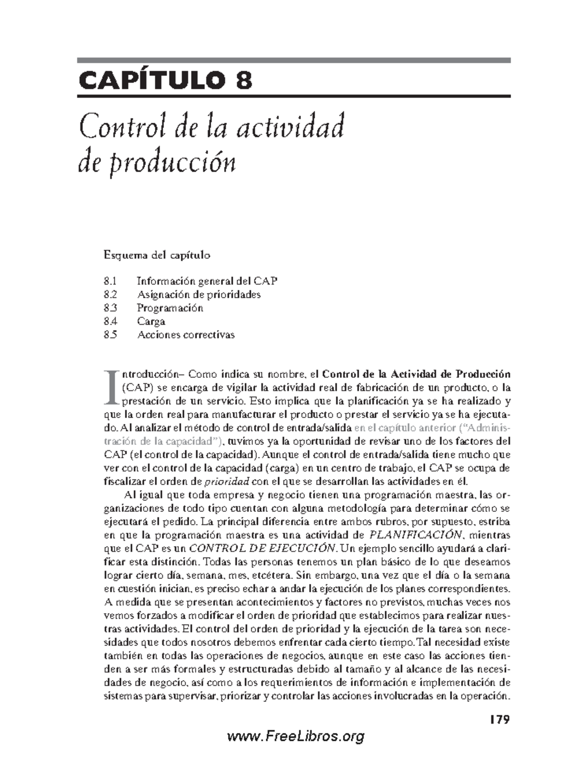 Lectura 4 Control de la actividad de producción - 179 CAPÍTULO 8 Control de la actividad de ...