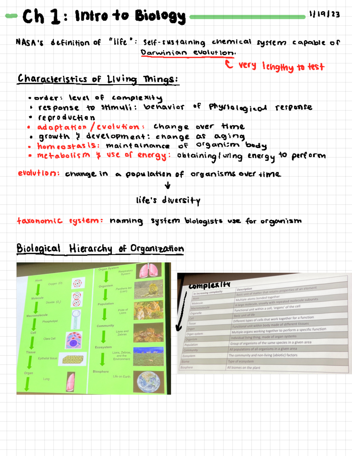 Ch 1- Introduction To Biology - Ch1:Intro to Biology 1/19/ NASA's ...