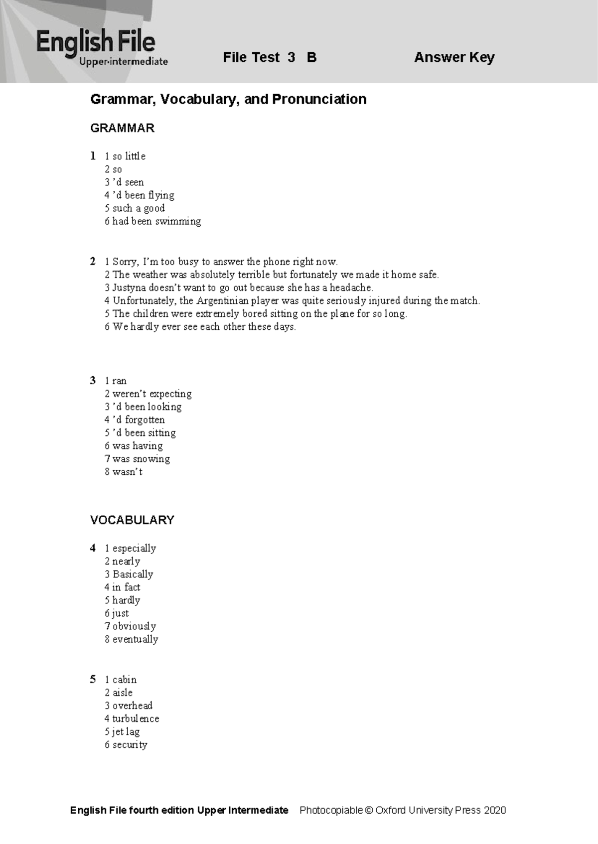 Pdfcoffee - English File fourth edition Upper Intermediate - File Test ...