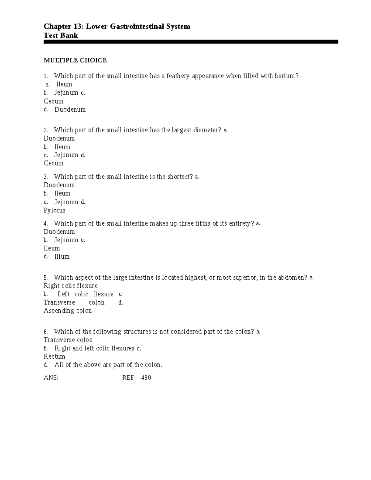 LGIS AND Urinary - NARAWRAW - Chapter 13: Lower Gastrointestinal System ...