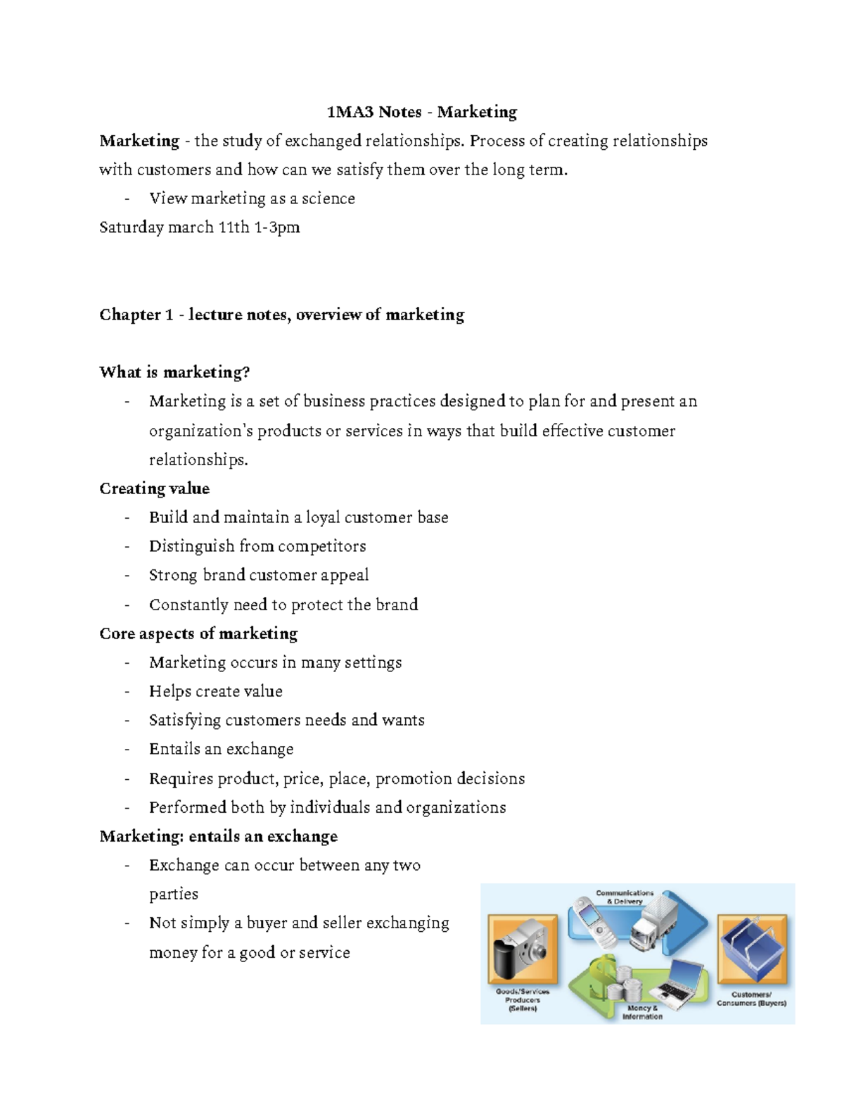 1MA3 Notes - Marketing - 1MA3 Notes - Marketing Marketing - the study ...