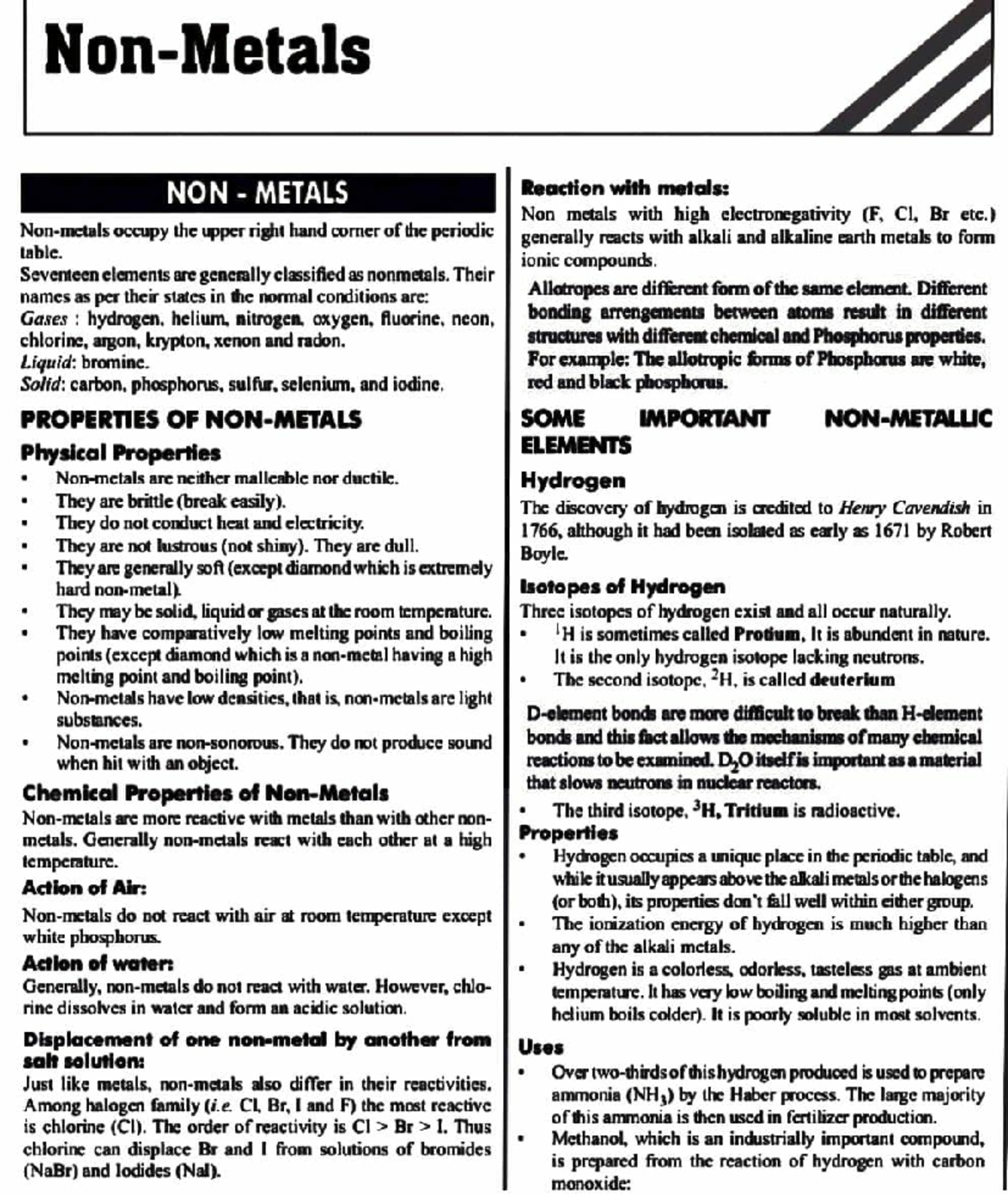 Non metals (By Shweta Mam) - Non-Metals Reaction with metals: NON ...