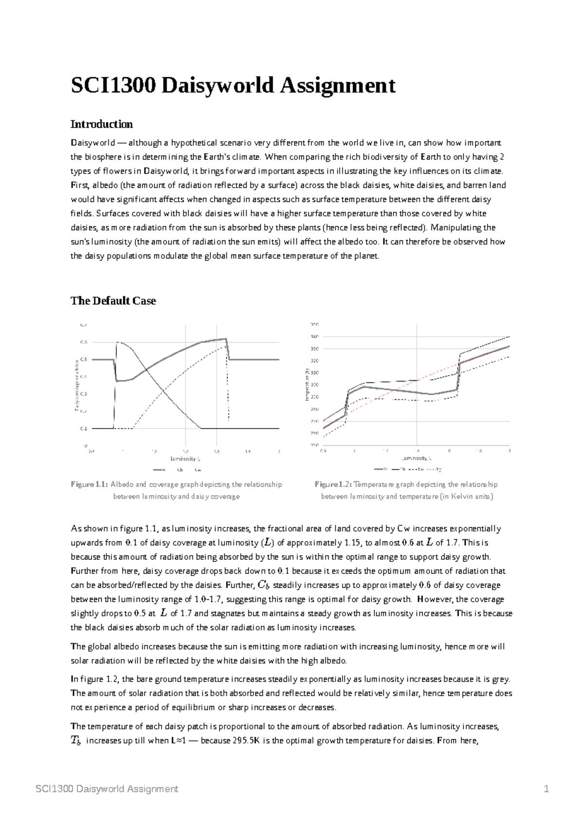 SCI1300 Daisyworld Assignment - SCI1300 Daisyworld Assignment ...