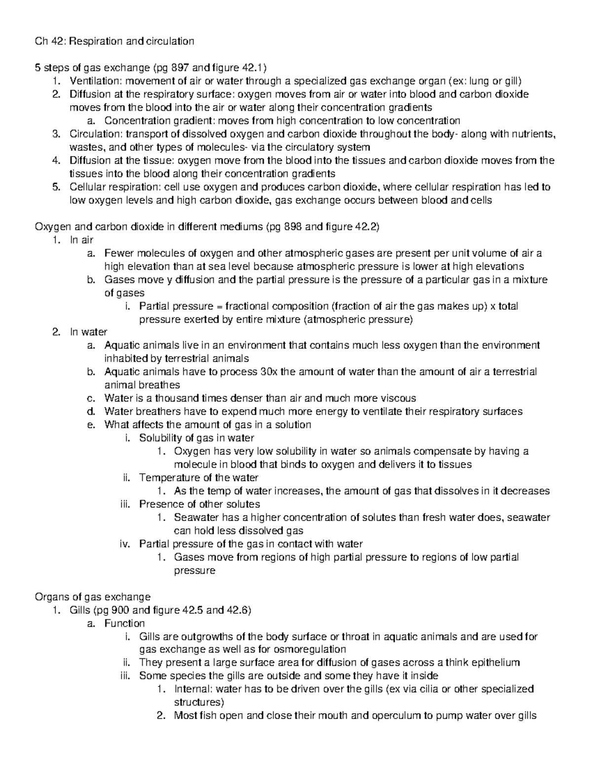 Ch 42 Biol 62 Respiration and circulation 042524 - Ch 42: Respiration ...