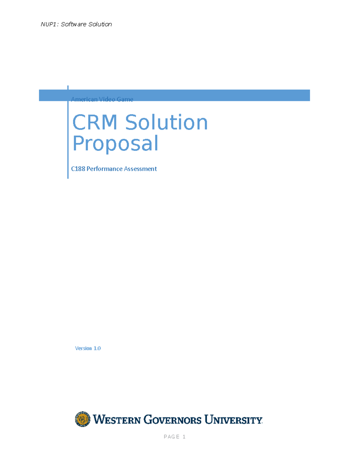 C188 Software Engineering Performance Assessment - NUP1: Software ...