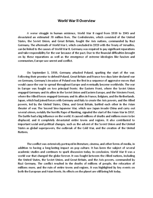 Essay - World war I Impact - World war I Impact From 1914 through 1918 ...