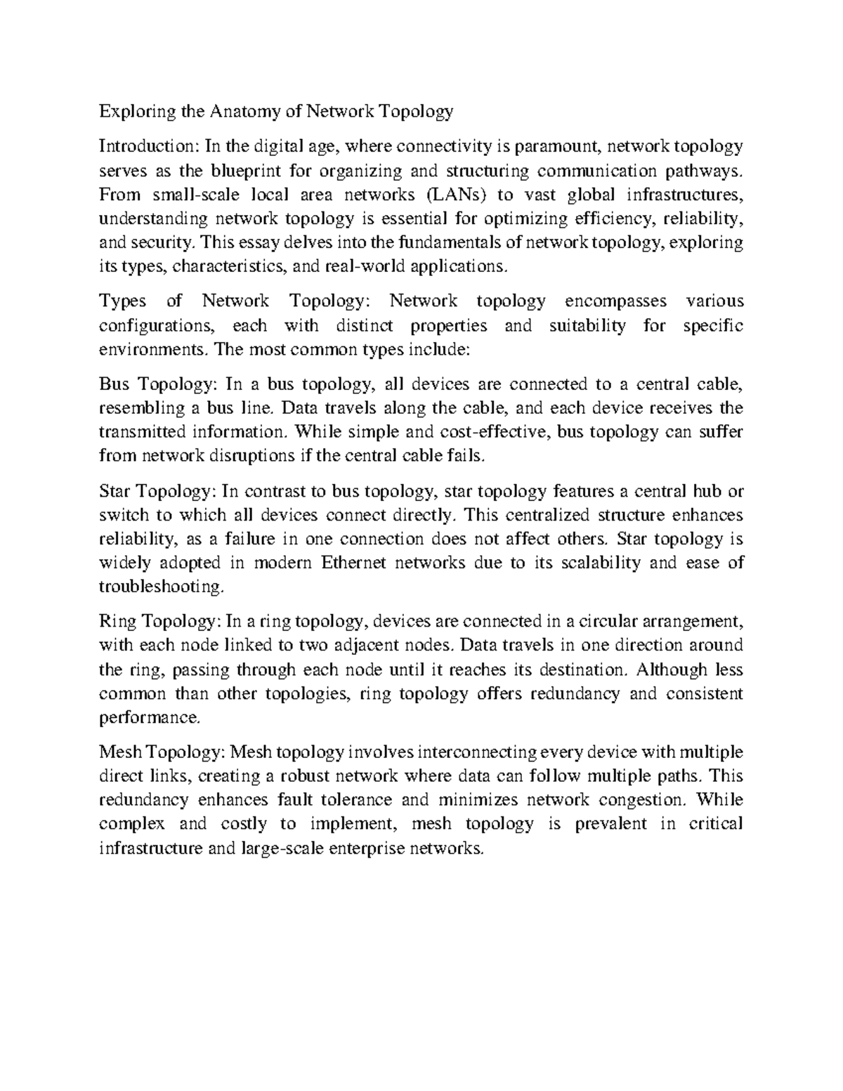 Exploring the Anatomy of Network Topology - Exploring the Anatomy of ...