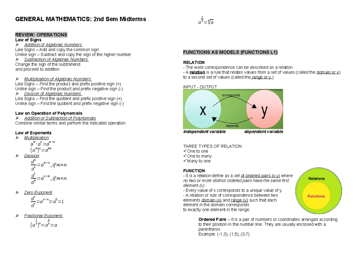General Mathematics Q3 Reviewer - GENERAL MATHEMATICS: 2nd Sem Midterms ...