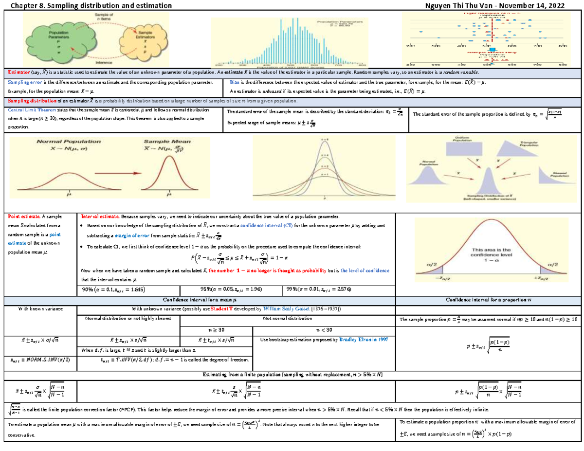 Topic - chapter 8 - Sampling distribution and estimation - Chapter 8 ...