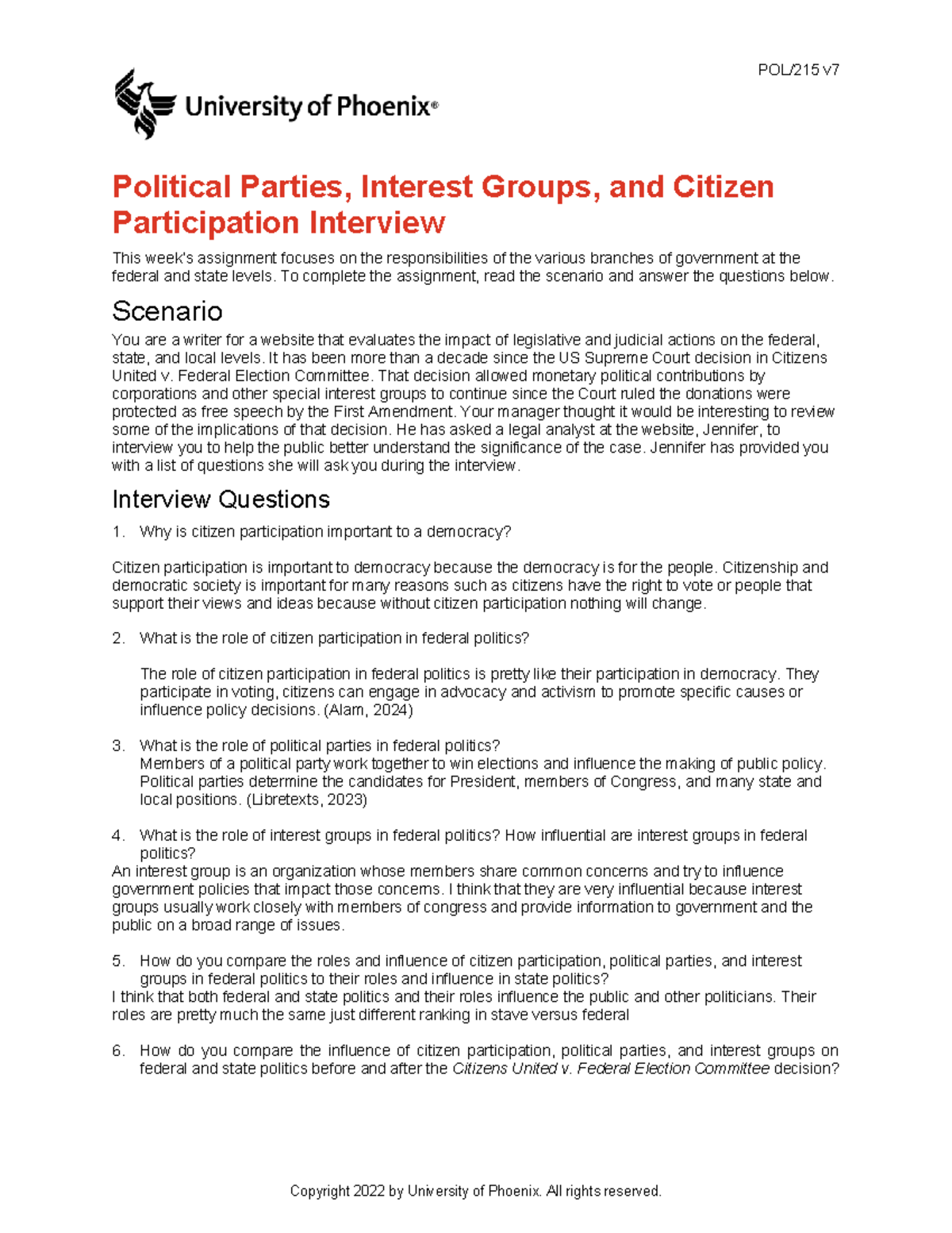 Pol215 v7 wk3 political parties interest groups and citizen ...