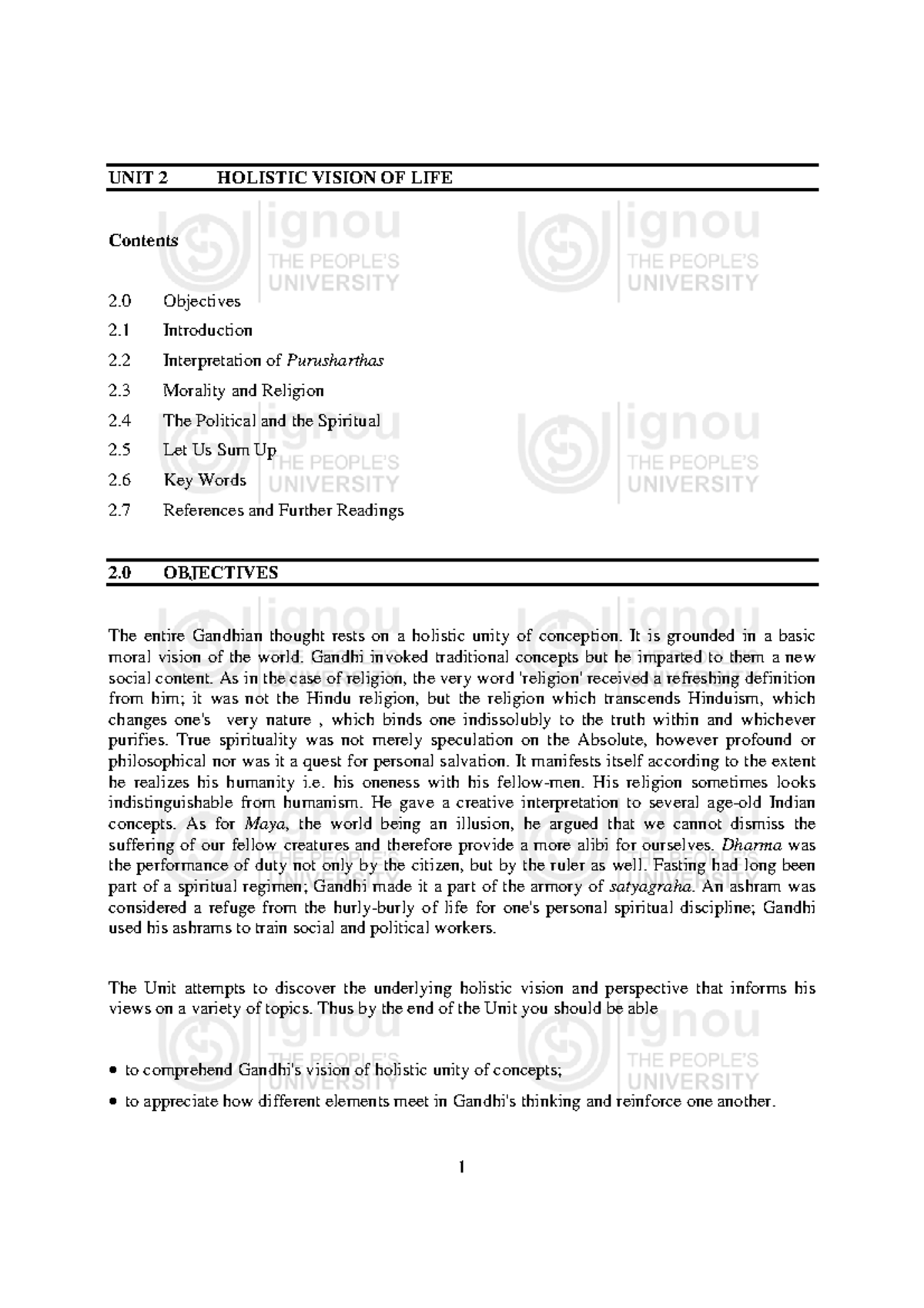 Unit-2 - Notes - UNIT 2 HOLISTIC VISION OF LIFE Contents 2 Objectives 2 ...