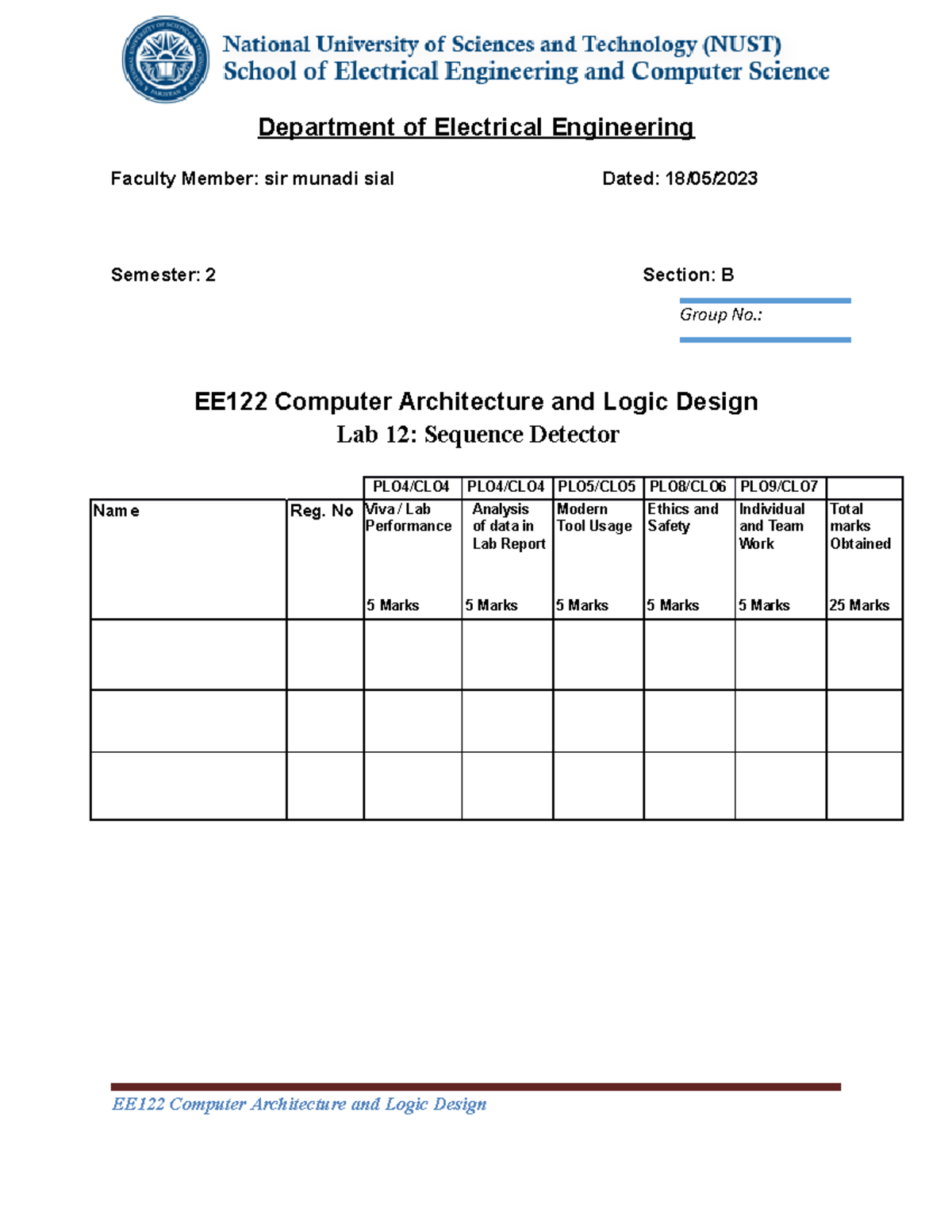 LAB12 - EE122 Computer Architecture and Logic Design lab report. - Department of Electrical ...