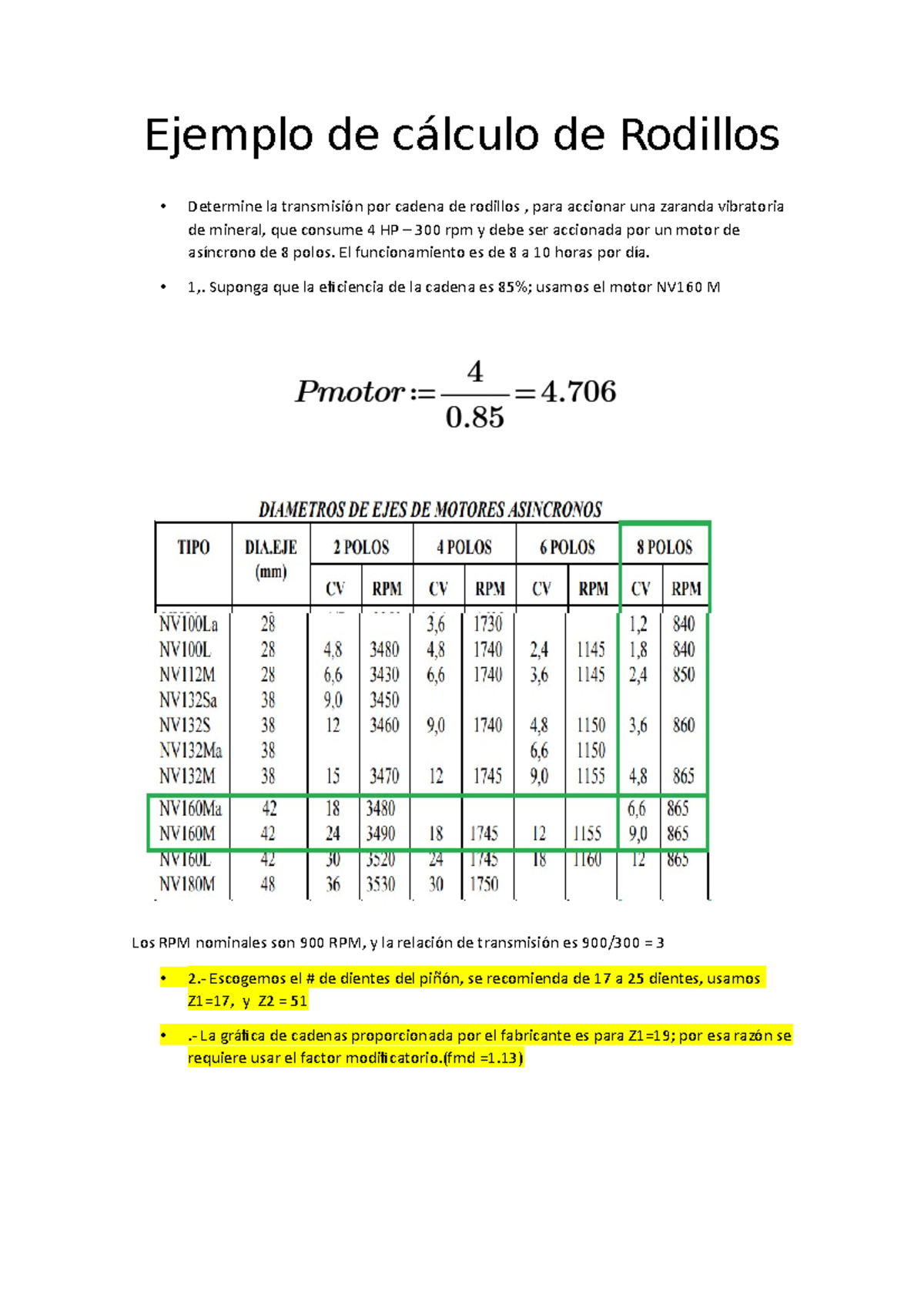 Ejemplo de cálculo de Rodillos - Ejemplo de cálculo de Rodillos ...