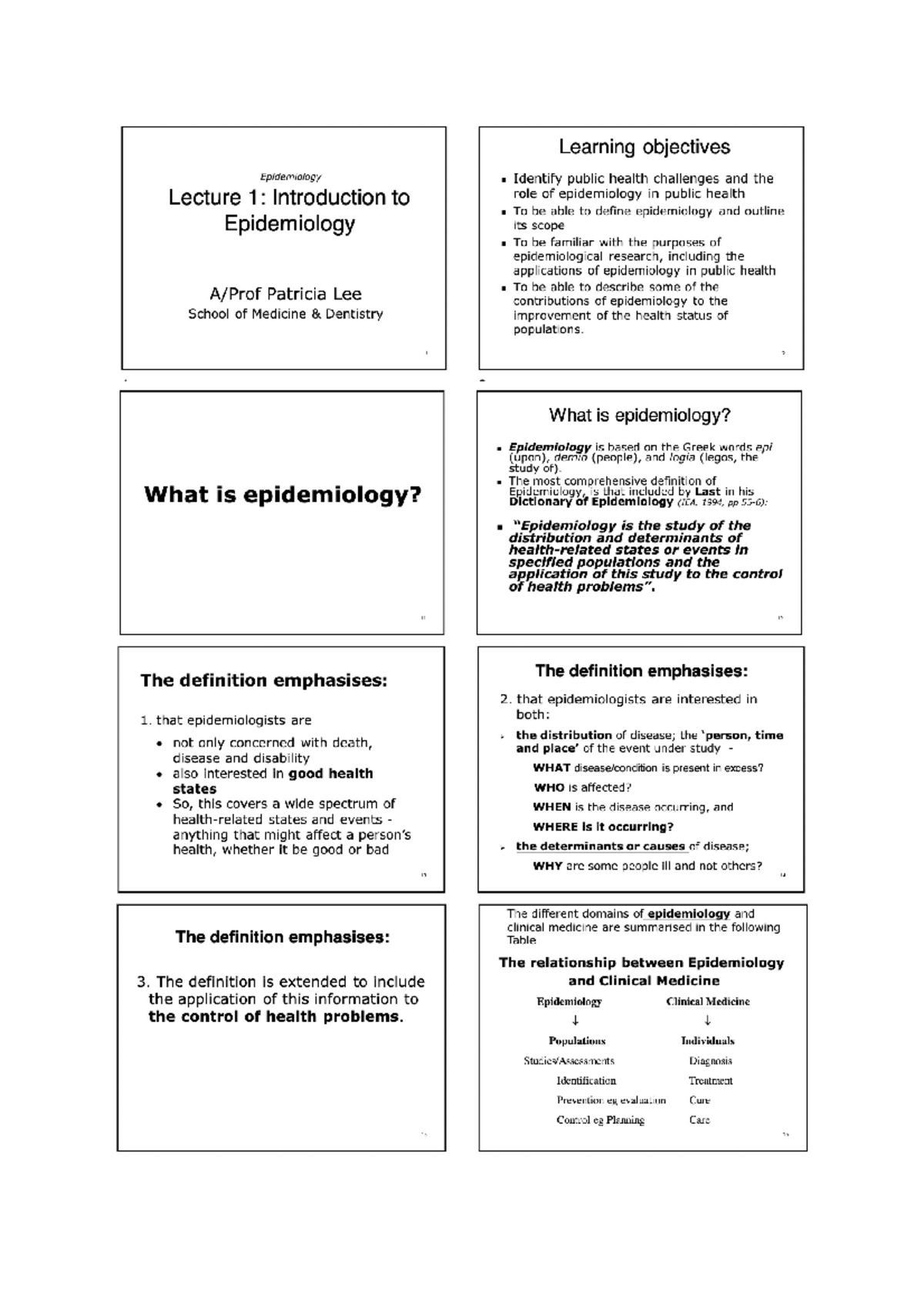 Epi notes- print - 2220MED - Studocu