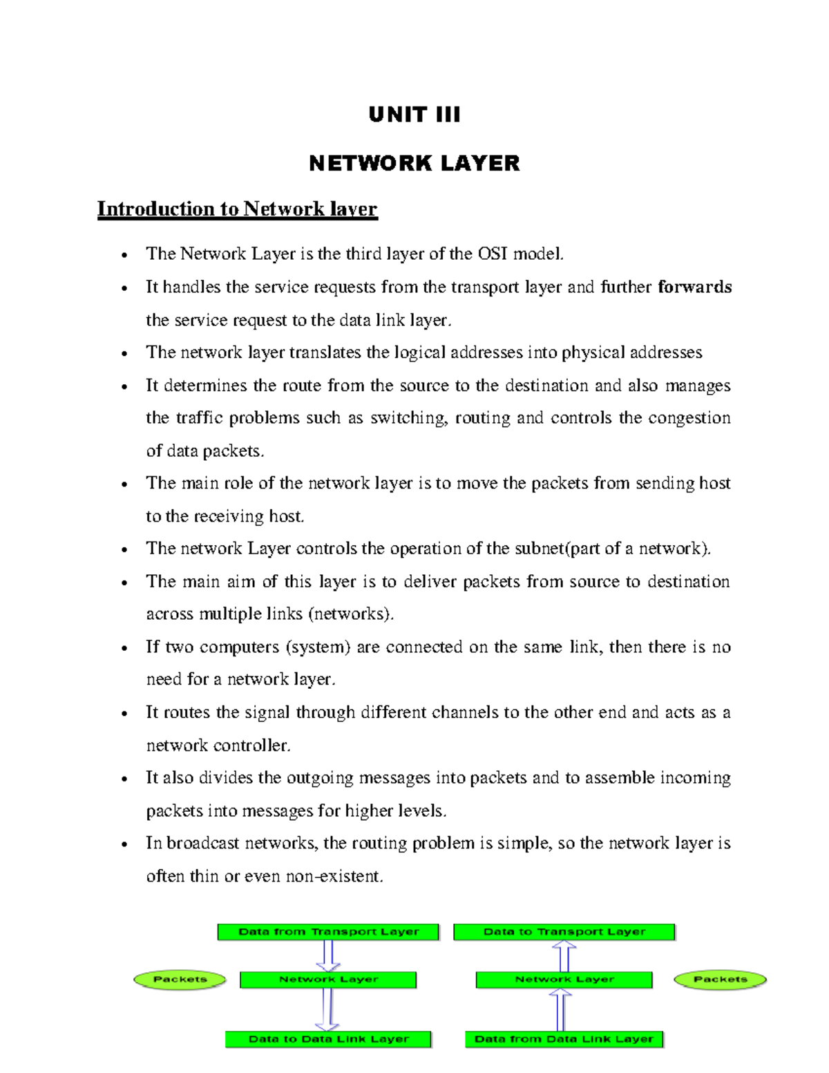 Unit Iii Cn Computer Networks Notes Unit Iii Network Layer Introduction To Network Layer The