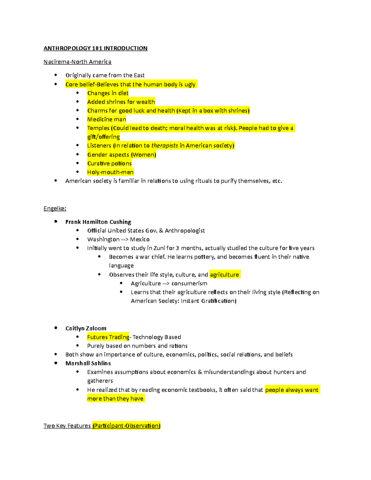 Intro to Cultural Anthropology 101 - ANTHROPOLOGY 101 INTRODUCTION ...