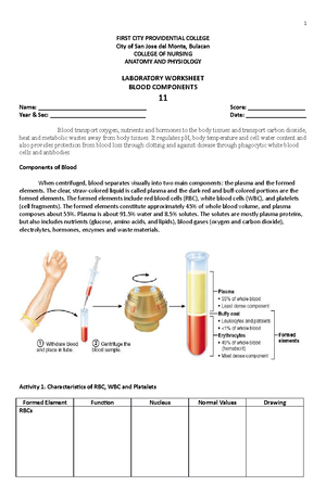 Laboratory Worksheet 2 Anatomy AND Physiology - 1 Activity 3. Complete ...
