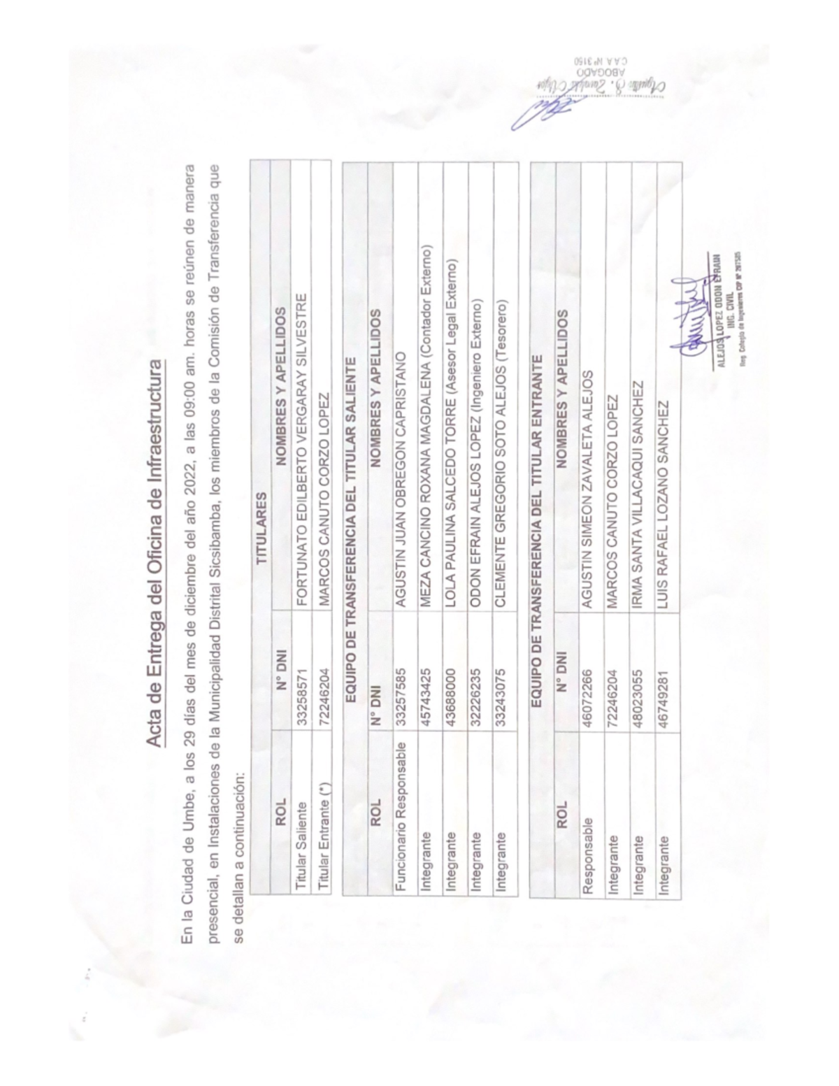 Actas De Infraestructura - Acta de Entrega del Oficina de ...