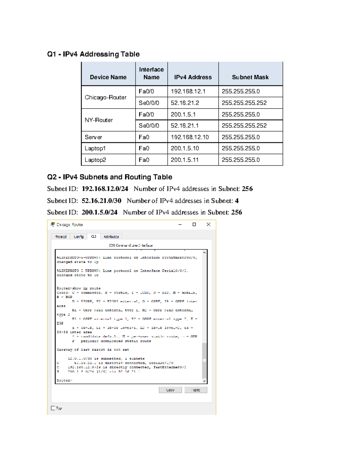 Assignment 6- avyay Suri - Q1 - IPv4 Addressing Table Device Name ...