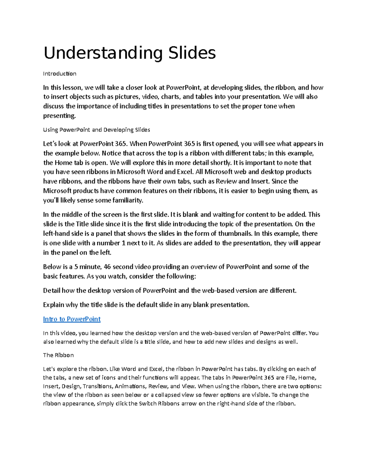 Understanding Slides - Understanding Slides Introduction In this lesson ...
