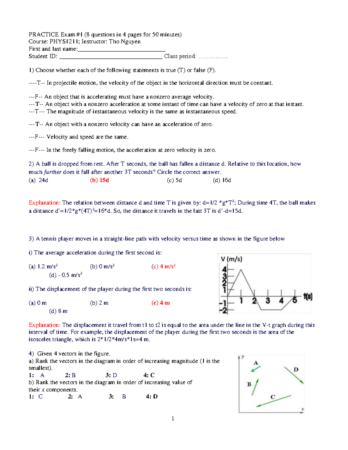 Practice exam 1 solution - PRACTICE Exam #1 (8 questions in 4 pages for ...