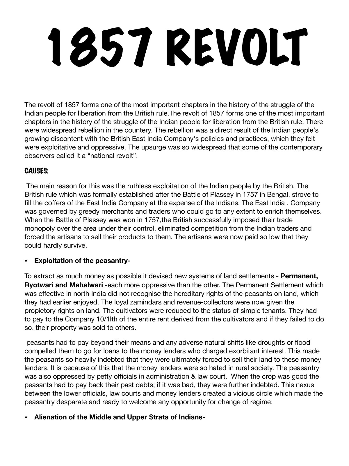 Answer-2 - good - 1857 REVOLT The revolt of 1857 forms one of the most ...