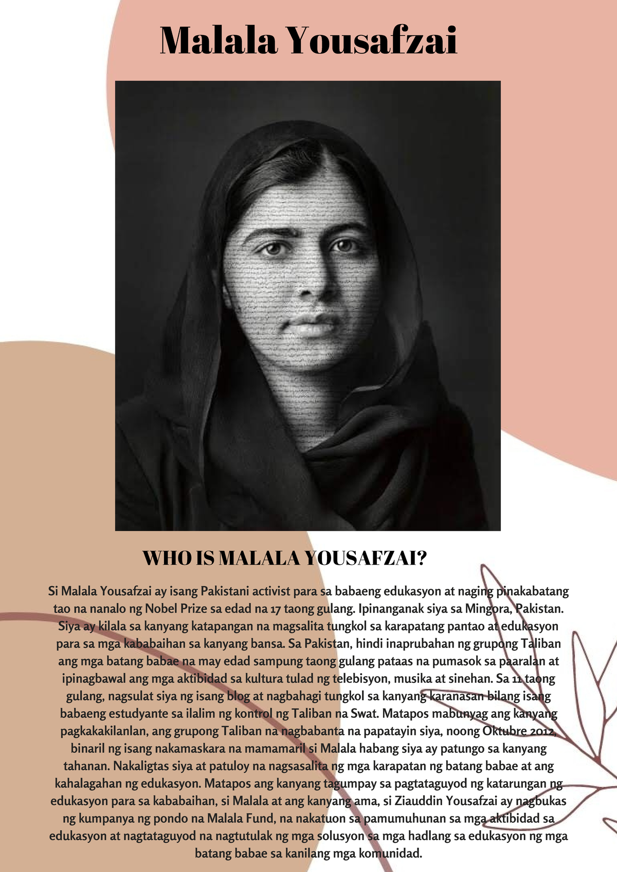 Malala Yousafzai - Ipinanganak siya sa Mingora, Pakistan. Siya ay ...